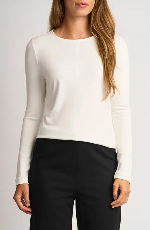 Halogen Long Sleeve Crewneck Ponte Top - New Ivory