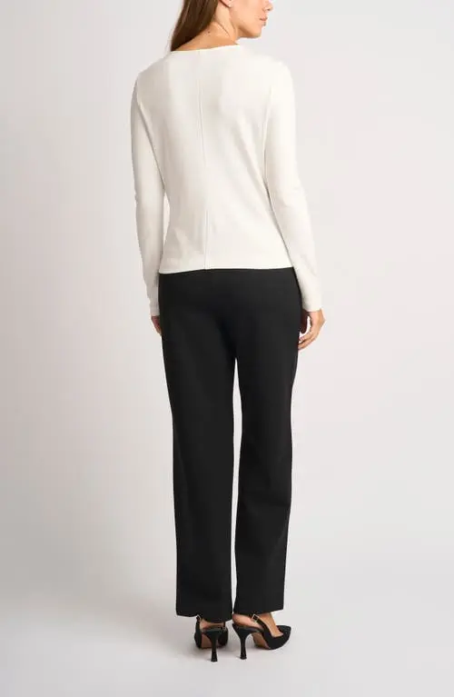 Halogen Long Sleeve Crewneck Ponte Top - New Ivory