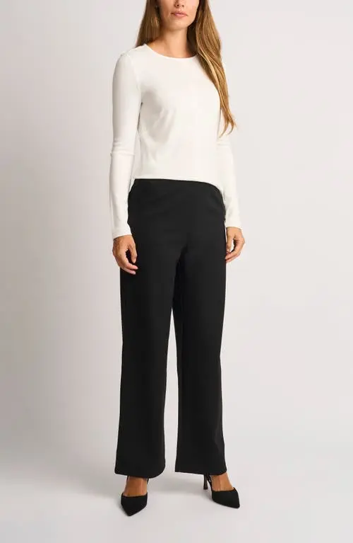 Halogen Long Sleeve Crewneck Ponte Top - New Ivory