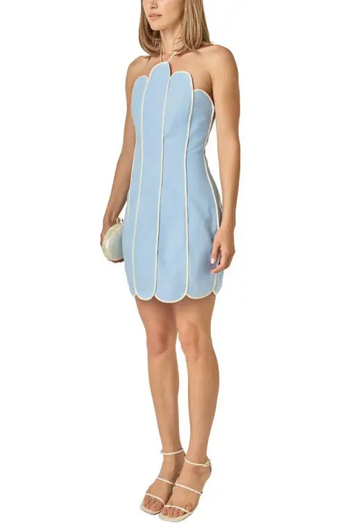 English Factory Scalloped Halter Minidress