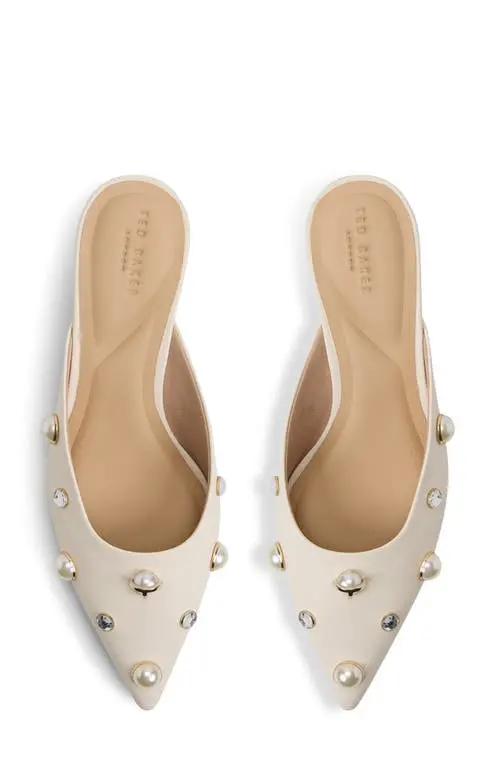 Ted Baker London Georgie Pointed Toe Mule With Pearl And Crystal Embellishments