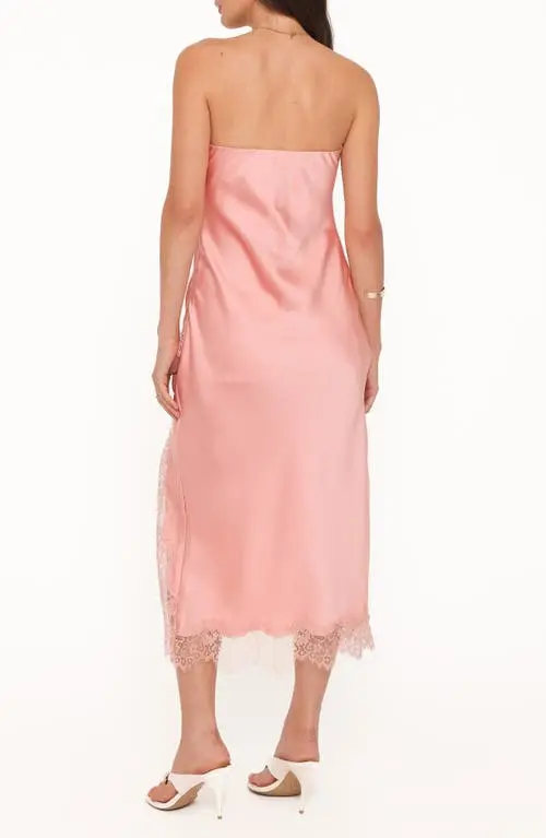 PETAL & PUP Marjorie Strapless Lace Hem Midi Dress