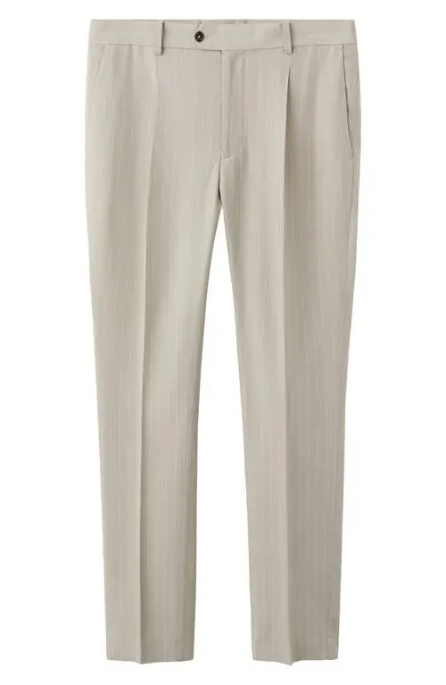Mango Slim Fit Pinstripe Tailored Trousers - Medium Brown