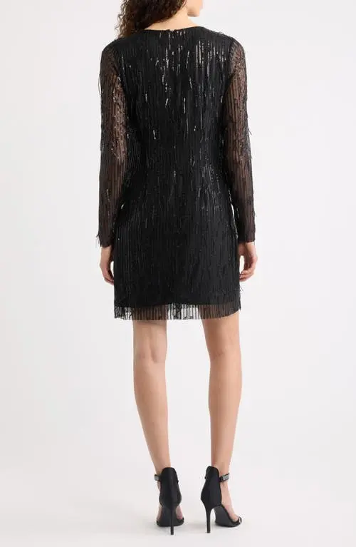 Sam Edelman Fringe Sequin Long Sleeve Dress