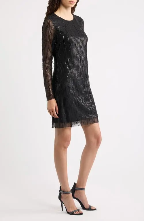 Sam Edelman Fringe Sequin Long Sleeve Dress