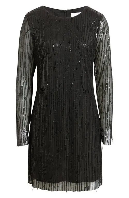 Sam Edelman Fringe Sequin Long Sleeve Dress