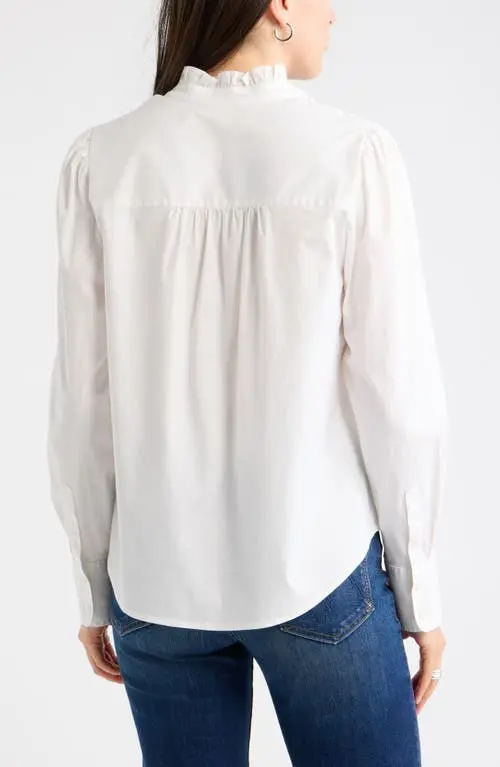 Caslon Ruffled Band Collar Button-up Shirt