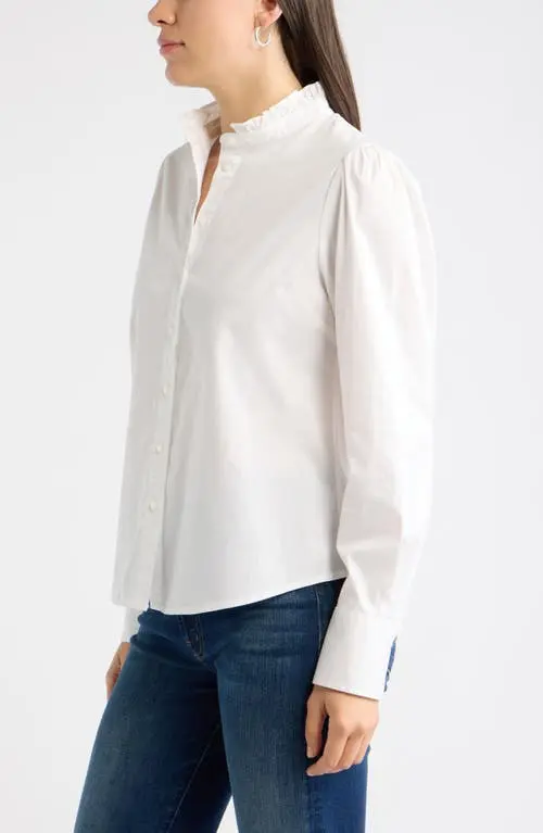 Caslon Ruffled Band Collar Button-up Shirt