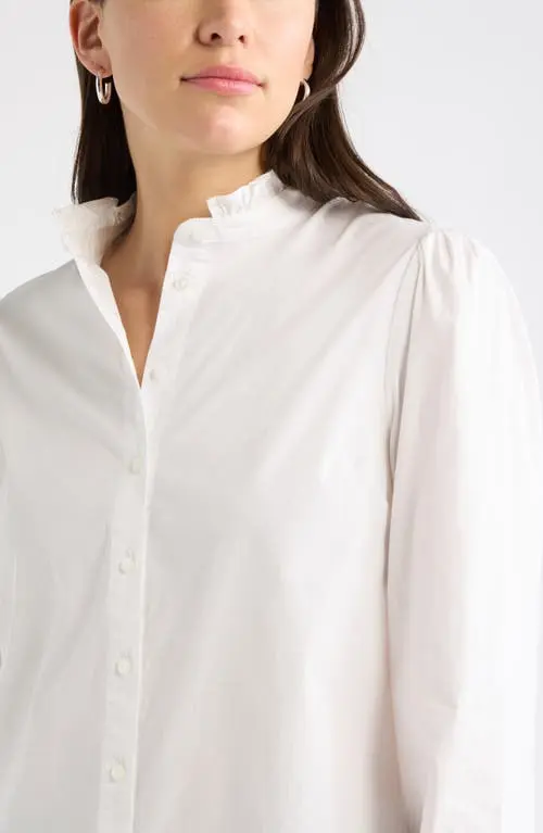 Caslon Ruffled Band Collar Button-up Shirt