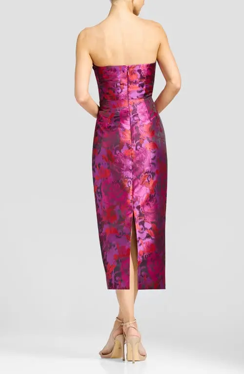 Dress The Population Dalia Floral Strapless Cocktail Midi Dress