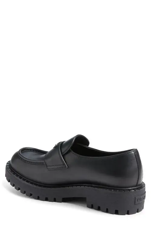 Prada Leather Loafer With Lug Sole
