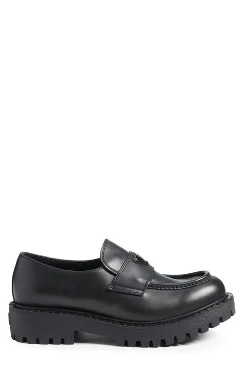 Prada Leather Loafer With Lug Sole