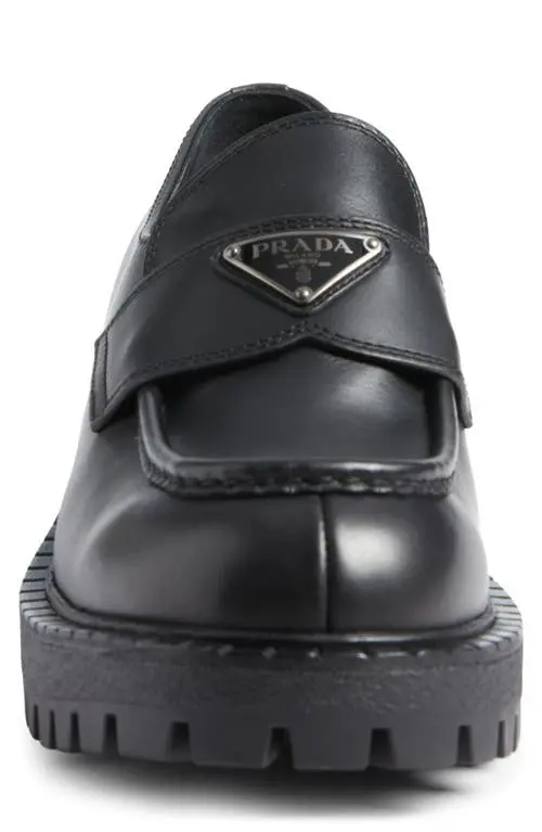 Prada Leather Loafer With Lug Sole