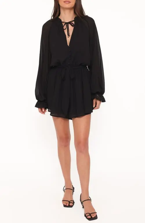 PETAL & PUP Michelle Long Sleeve Romper - Black