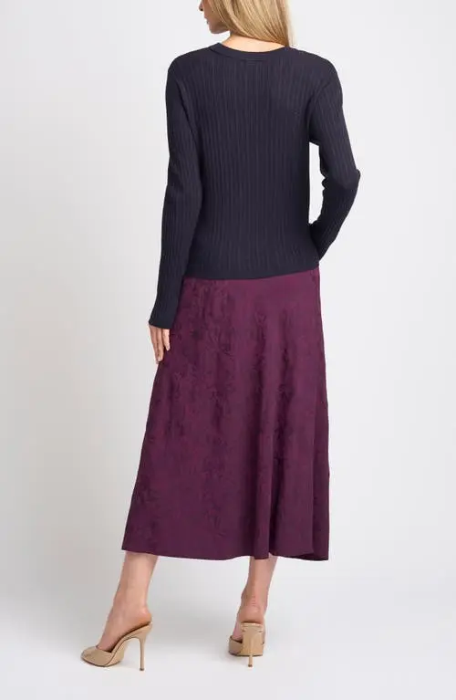 Halogen Pointelle Rib Crewneck Sweater - Night Sky