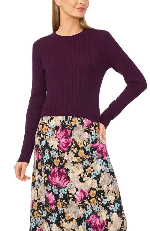 Halogen Pointelle Rib Crewneck Sweater - Winter Bloom