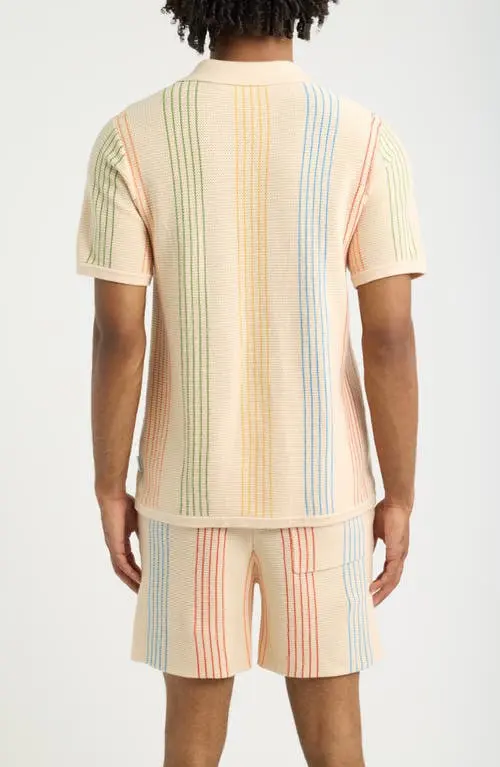 MAVRANS Sliced Knit Short Sleeve Button-up Shirt