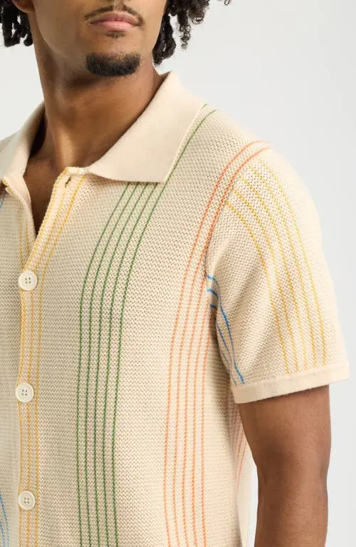 MAVRANS Sliced Knit Short Sleeve Button-up Shirt