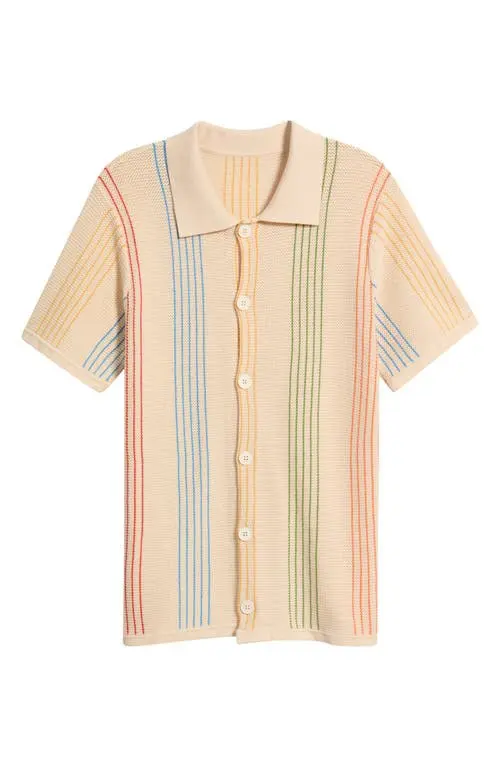 MAVRANS Sliced Knit Short Sleeve Button-up Shirt