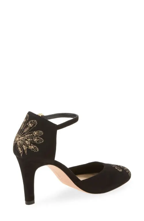 Cinq À Sept Mariana Embroidered Suede Pump - Black
