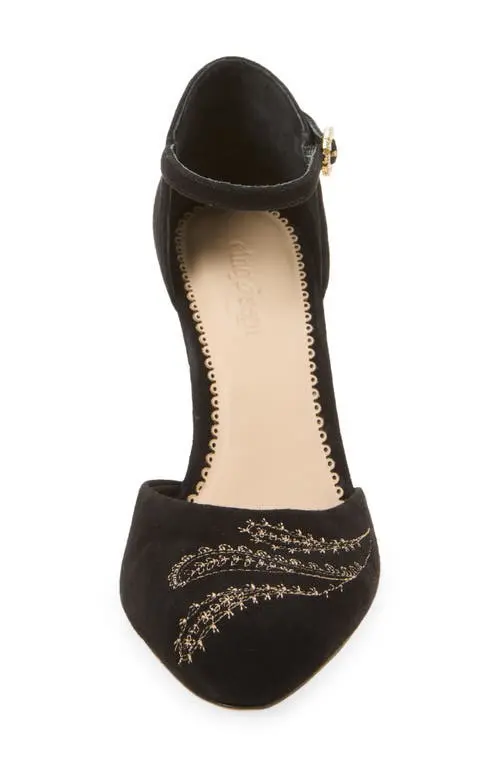 Cinq À Sept Mariana Embroidered Suede Pump - Black