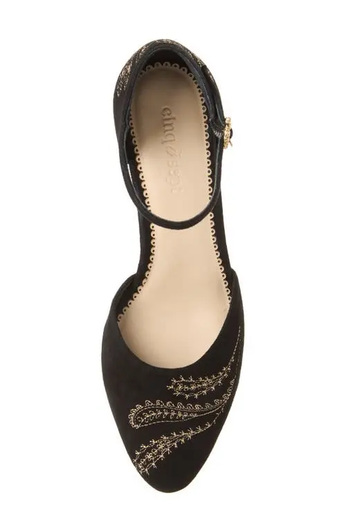 Cinq À Sept Mariana Embroidered Suede Pump - Black