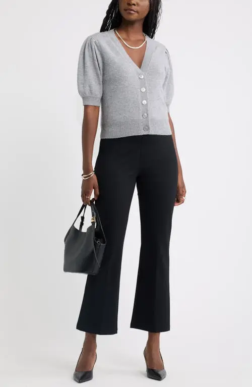 Caslon Wool & Cashmere Puff Sleeve Cropped Cardigan - Grey Heather