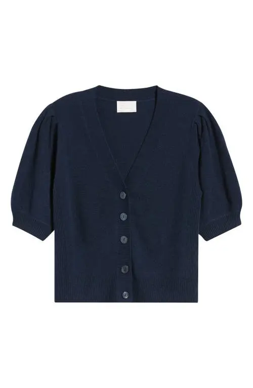 Caslon Wool & Cashmere Puff Sleeve Cardigan - Navy Night