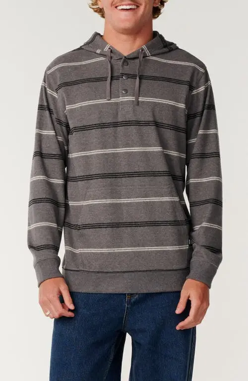 Rip Curl Grid Hood Stripe Henley Hoodie - Deep Mushroom