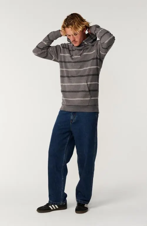 Rip Curl Grid Hood Stripe Henley Hoodie - Deep Mushroom