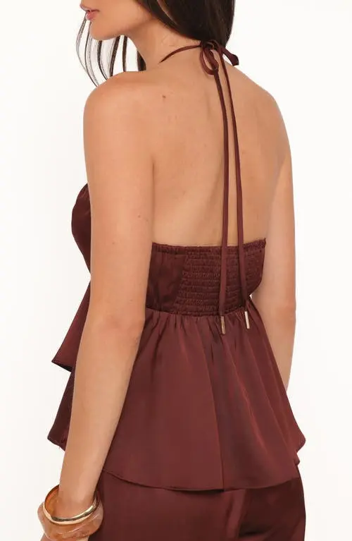 PETAL & PUP Vita Ruched Peplum Halter Top