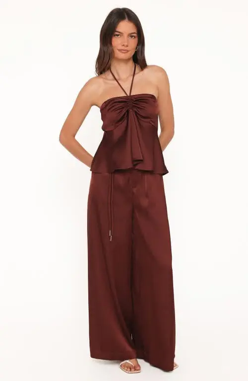 PETAL & PUP Vita Ruched Peplum Halter Top