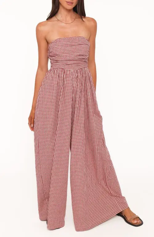 PETAL & PUP Paige Strapless Wide Leg Jumpsuit
