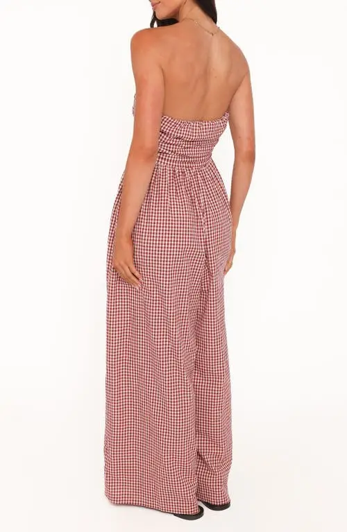 PETAL & PUP Paige Strapless Wide Leg Jumpsuit