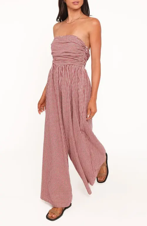 PETAL & PUP Paige Strapless Wide Leg Jumpsuit