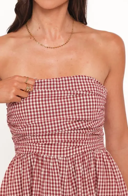 PETAL & PUP Paige Strapless Wide Leg Jumpsuit