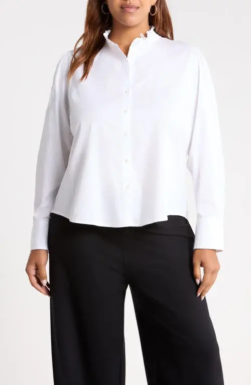 Caslon Ruffle Neck Puff Sleeve Top