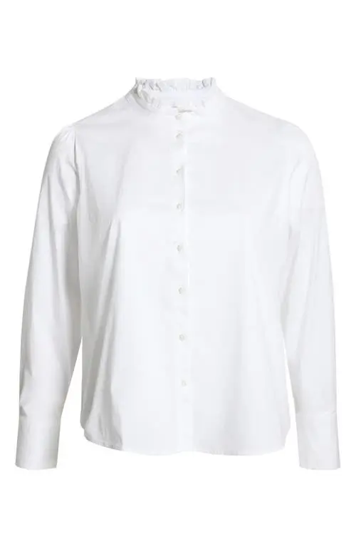 Caslon Ruffle Neck Puff Sleeve Top