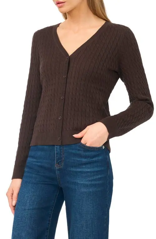 Halogen Cable Stitch V-neck Cardigan