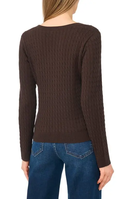 Halogen Cable Stitch V-neck Cardigan