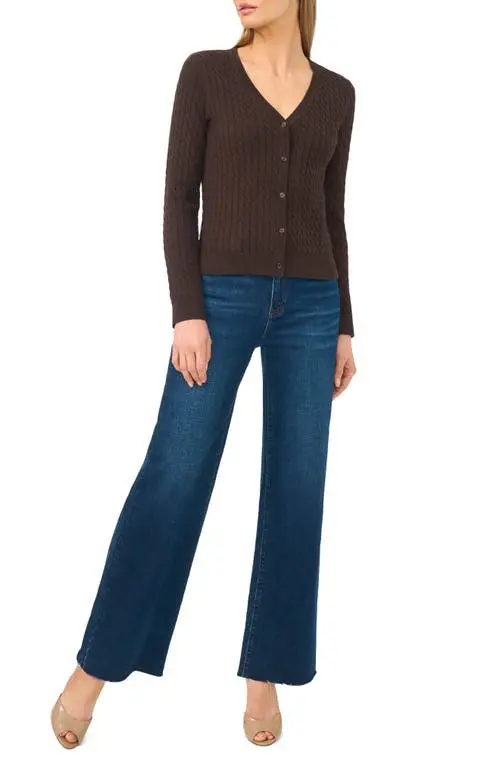 Halogen Cable Stitch V-neck Cardigan