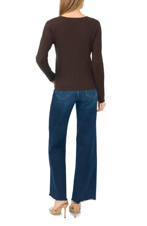 Halogen Cable Stitch V-neck Cardigan