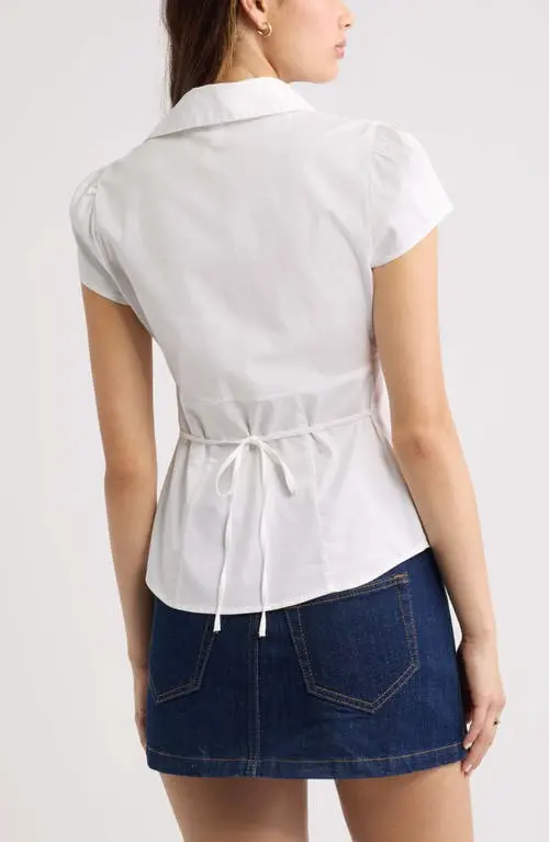 Bp. Ruched Empire Waist Button Shirt - White