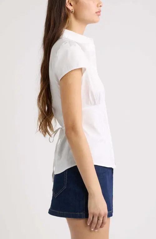 Bp. Ruched Empire Waist Button Shirt - White