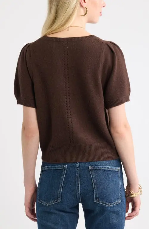 Treasure & Bond Wool & Cashmere Puff Sleeve Cardigan - Brown Chicory
