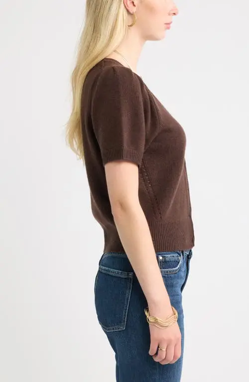 Treasure & Bond Wool & Cashmere Puff Sleeve Cardigan - Brown Chicory