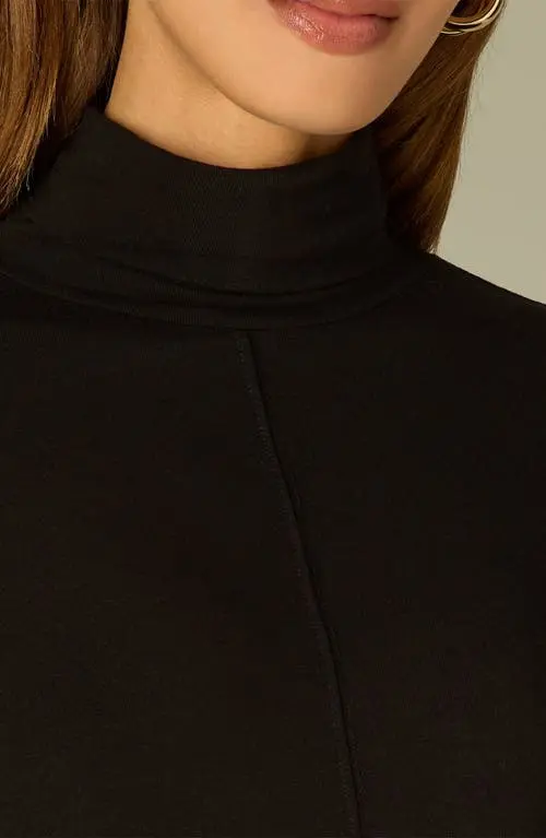 Wit & Wisdom Boxy Elbow Sleeve Turtleneck Top - Black