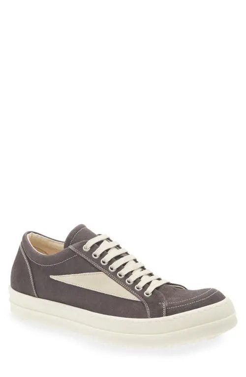 Rick Owens Textured Canvas Low Top Sneakers - Grape/milk/milk
