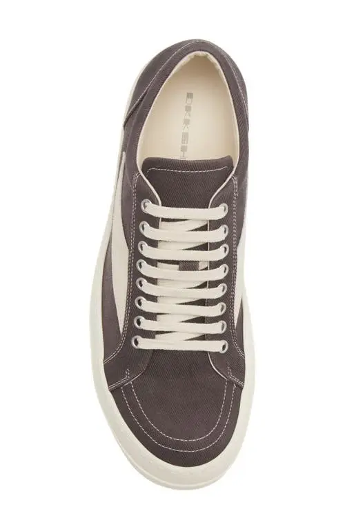 Rick Owens Textured Canvas Low Top Sneakers - Grape/milk/milk
