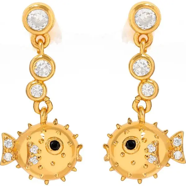 GIRLS CREW Pufferfish Cubic Zirconia Dangle Earrings